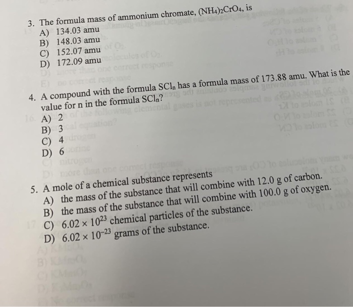 Solved 3. The formula mass of ammonium chromate, (NH4)2CrO4, | Chegg.com