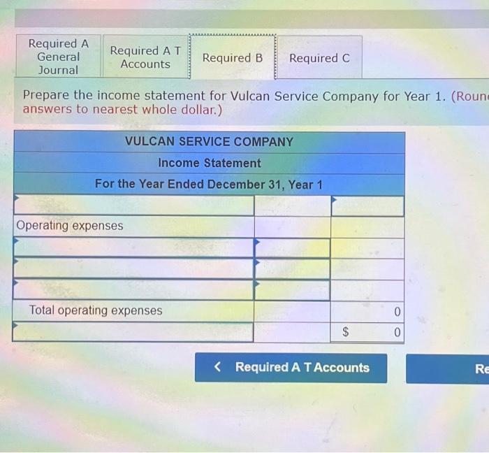 Solved Vulcan Service Company experienced the following | Chegg.com