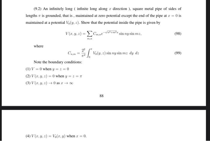 Solved (9.2) An infinitely long ( infinite long along a | Chegg.com