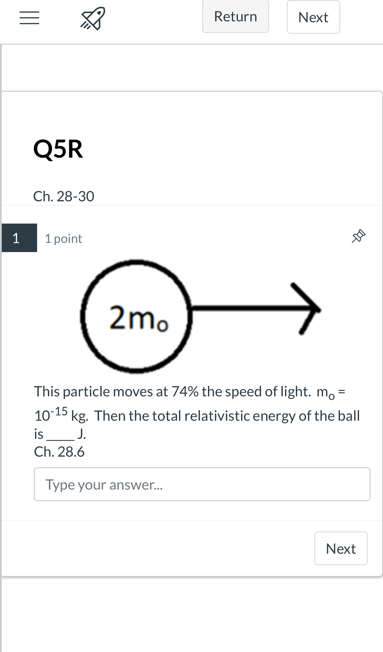 Solved Q5RCh. 28-3011∩∫﻿﻿This particle moves at 74% ﻿the | Chegg.com