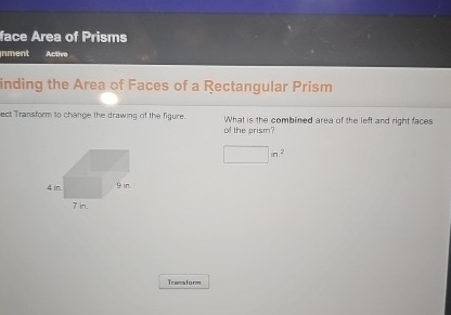 Solved face Area of PrismsinmentAlinginding the Area of | Chegg.com