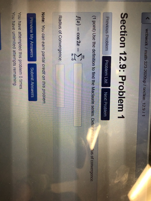 Solved webwork / math-323-2020sp / section_129/1 Section | Chegg.com