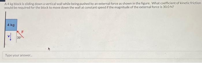 Solved A 4 kg block is sliding down a vertical wall while | Chegg.com