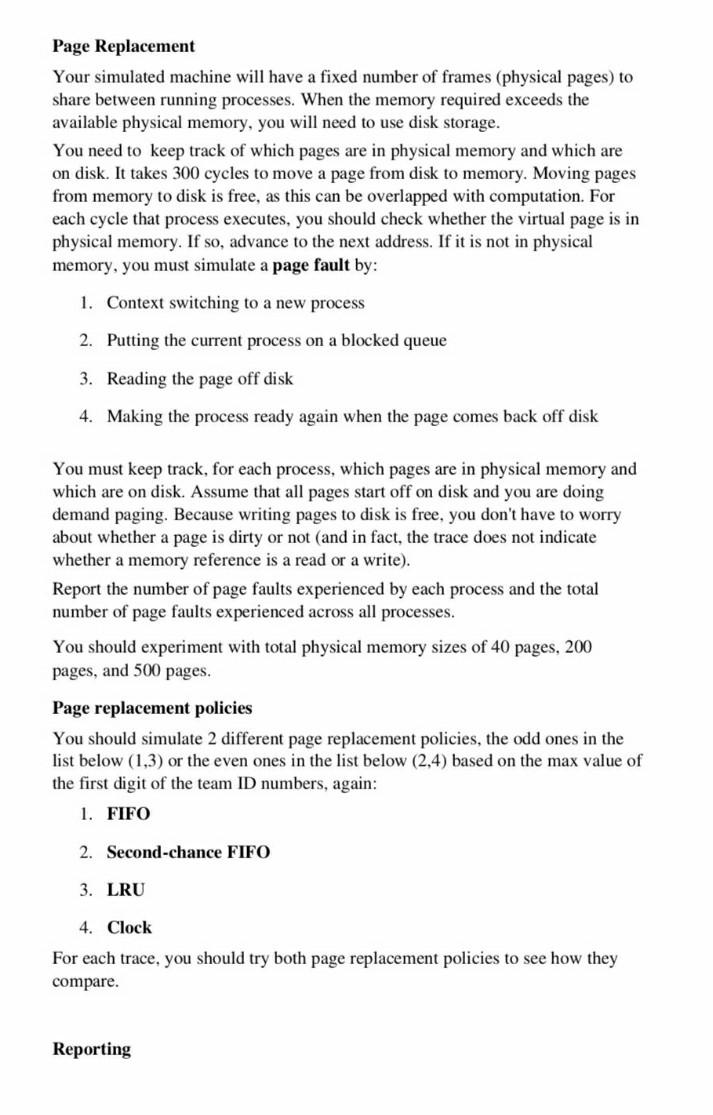 Solved Virtual Memory Management Simulation This project is | Chegg.com