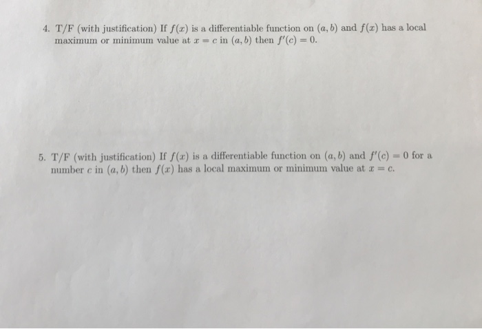 Solved 4. T/F (with justification) If f (x) is a | Chegg.com