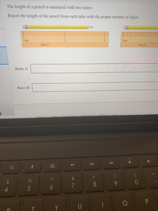The length of a pencil is measured with two rulers. | Chegg.com