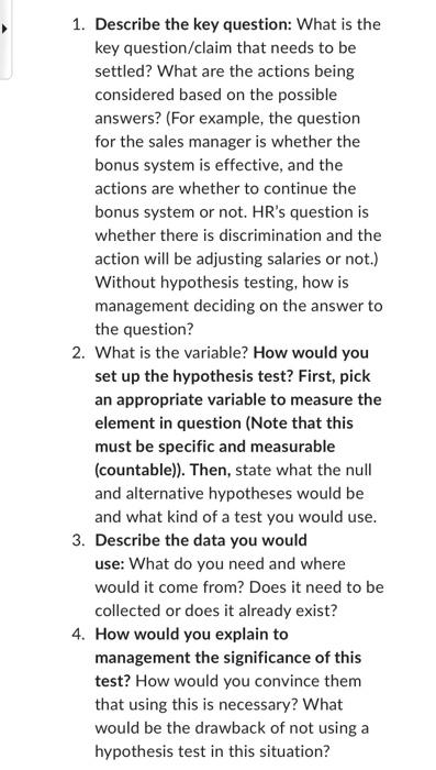 Solved 1. Describe the key question: What is the key | Chegg.com