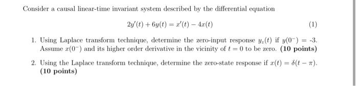 Consider a causal linear-time invariant system | Chegg.com
