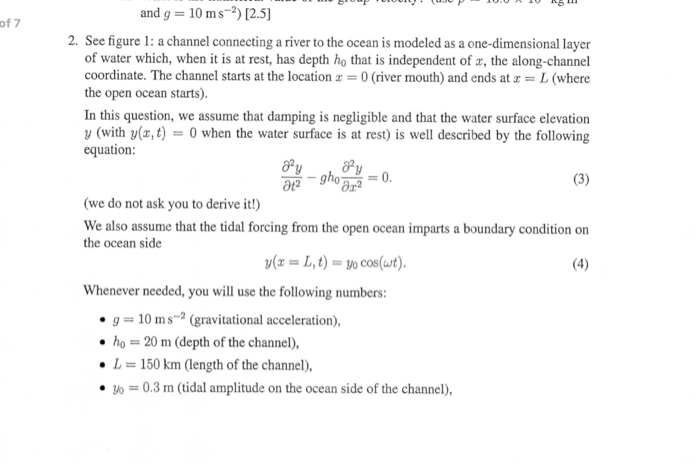 Solved of and g = 10 ms) [2.5) 2. See figure 1: a channel | Chegg.com