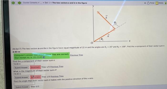 Solved Coune Contents. Set 1 The two vectors and in the | Chegg.com