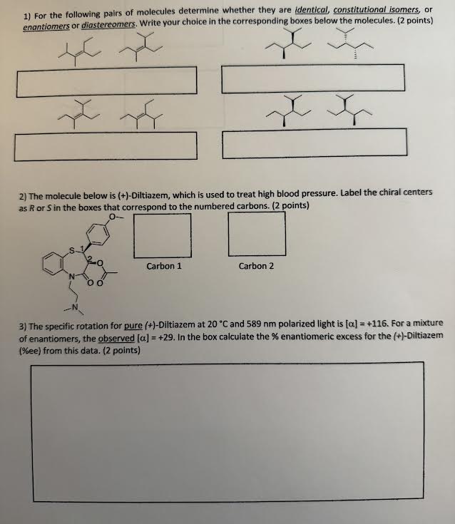 Solved 1) ﻿For the following pairs of molecules determine | Chegg.com