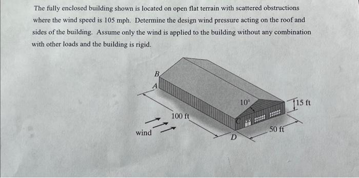 Solved The fully enclosed building shown is located on open | Chegg.com