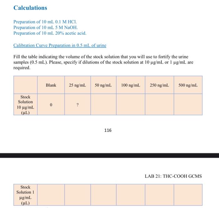 [Solved]: show all calculations Calculations Preparation of