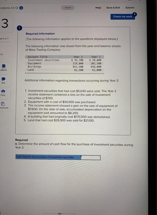 Solved oblems Ch 12 Swed Help Save & Exit Submit Check my | Chegg.com