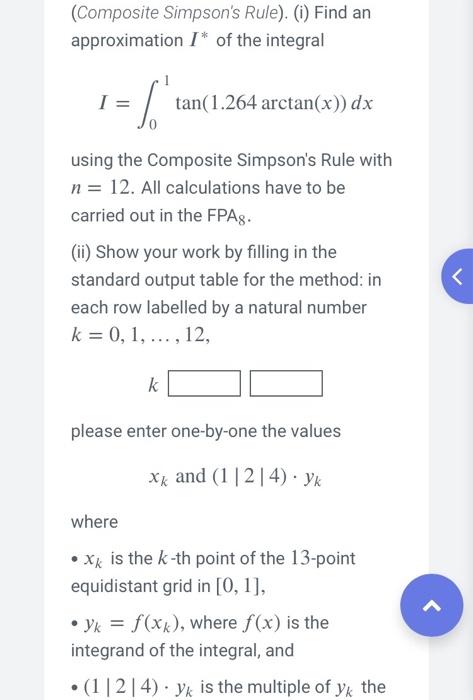 Solved (Composite Simpson's Rule). (i) Find an approximation | Chegg.com