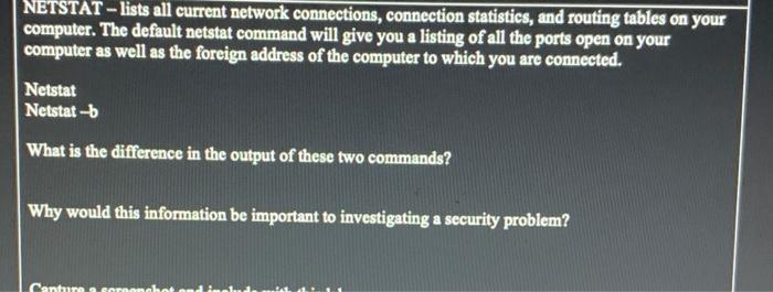 Solved NETSTAT - lists all current network connections, | Chegg.com