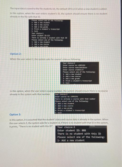 Solved The input data is saved to the file students bxt, the | Chegg.com