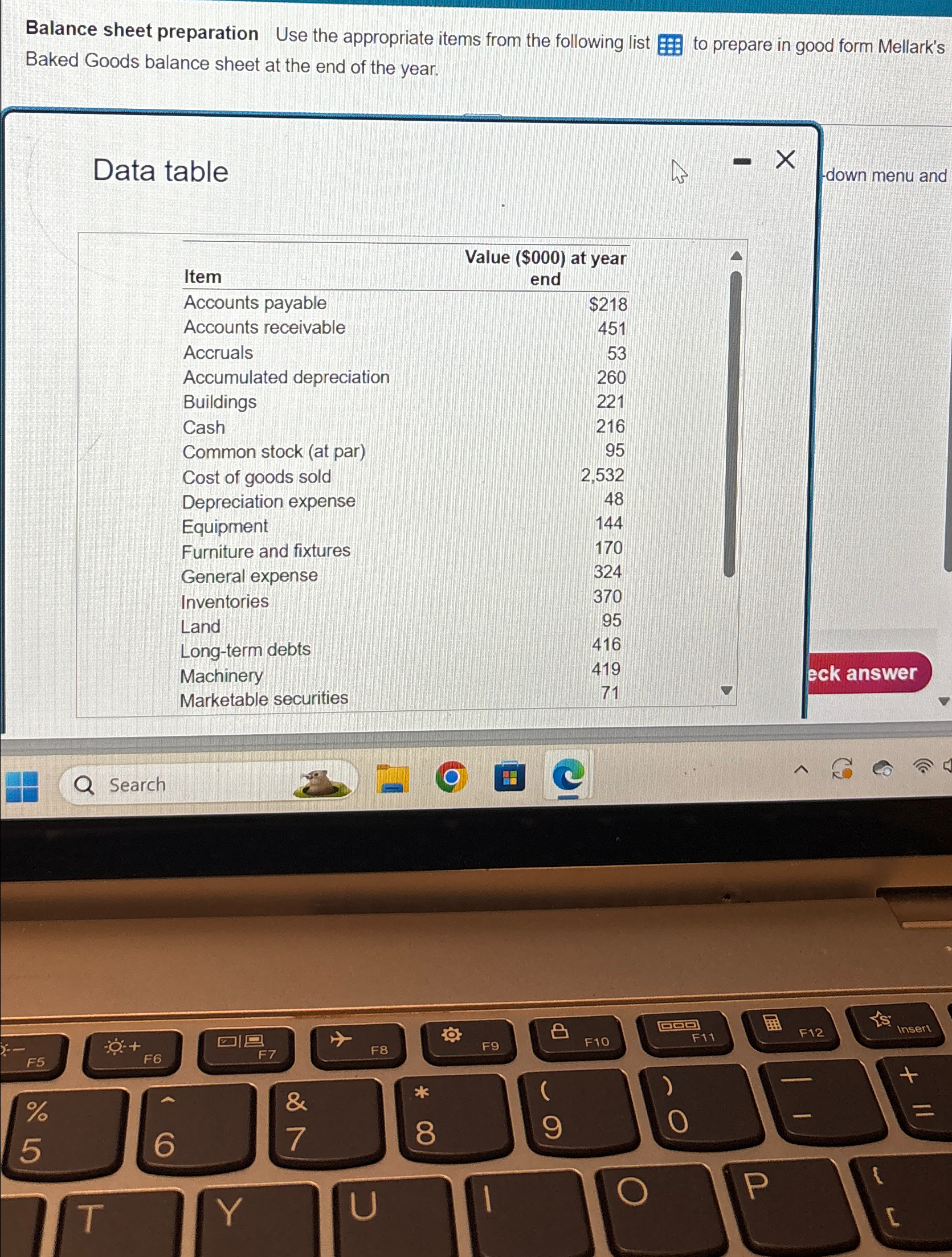 Balance sheet preparation Use the appropriate items | Chegg.com