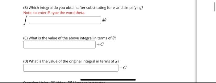 Solved (B) Which integral do you obtain after substituting | Chegg.com