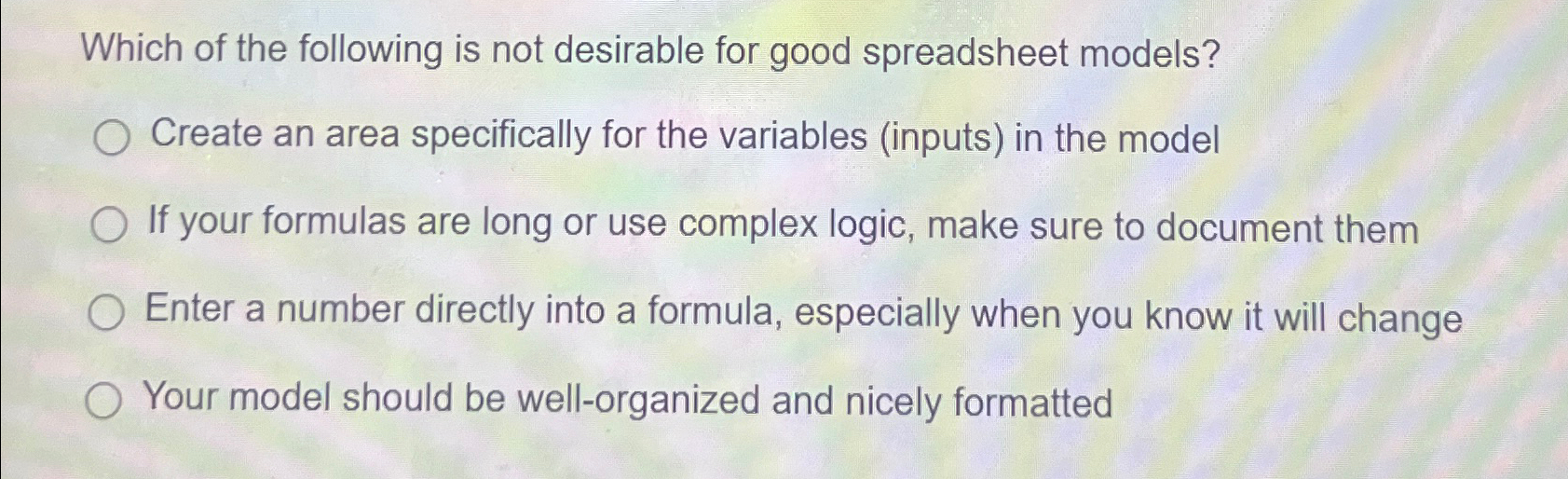 Solved Which of the following is not desirable for good | Chegg.com