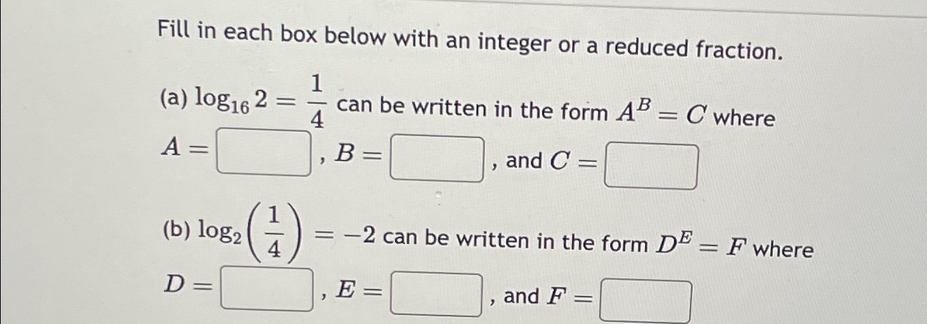 Solved Fill in each box below with an integer or a reduced | Chegg.com