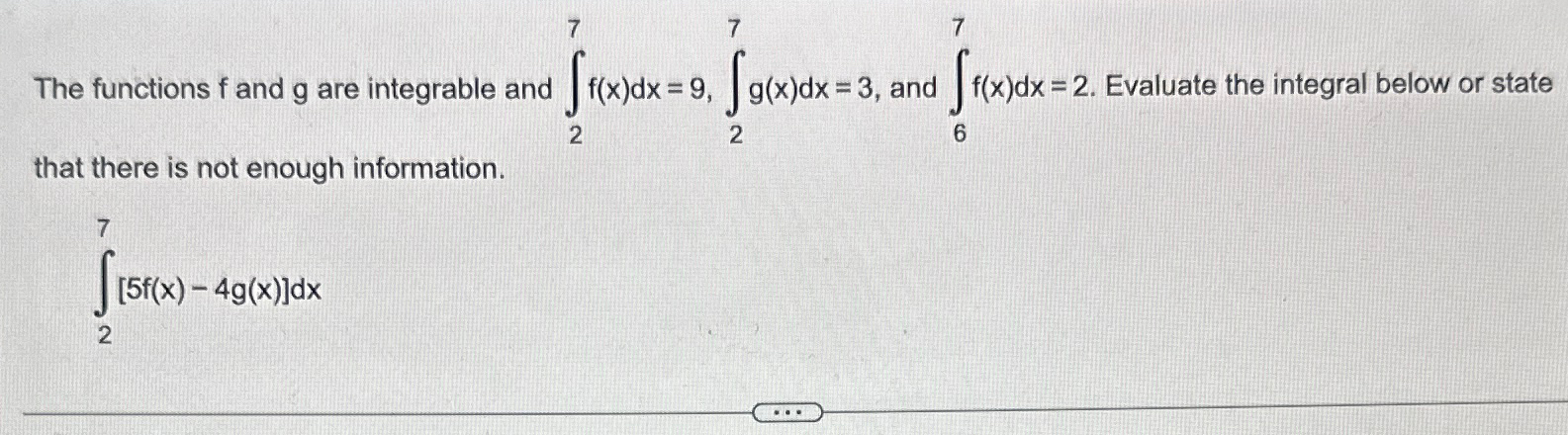 Solved The functions f ﻿and g ﻿are integrable and | Chegg.com