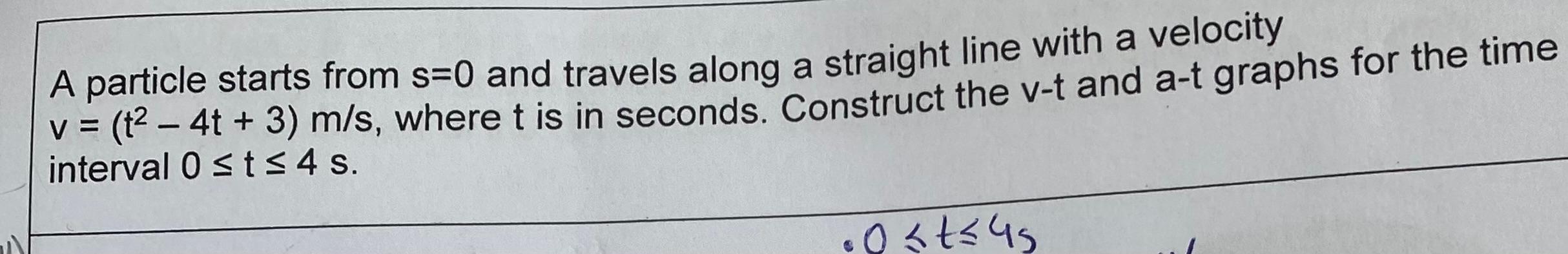 Solved A particle starts from s=0 ﻿and travels along a | Chegg.com