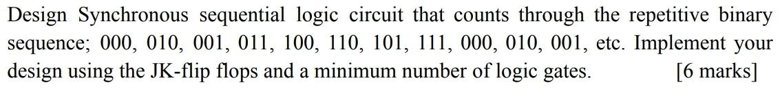 Solved Design Synchronous sequential logic circuit that | Chegg.com