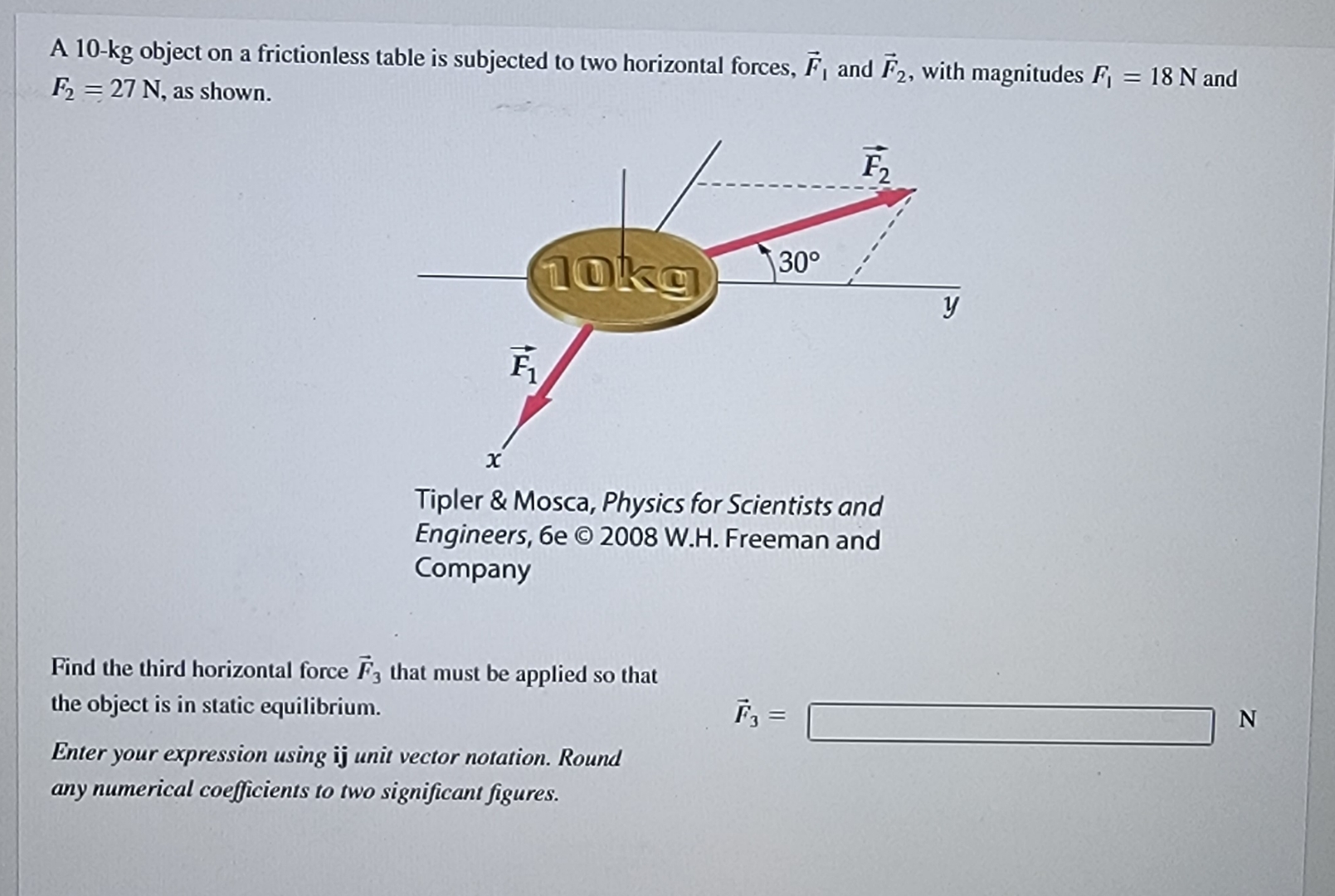Solved A 10-kg object on a frictionless table is subjected | Chegg.com