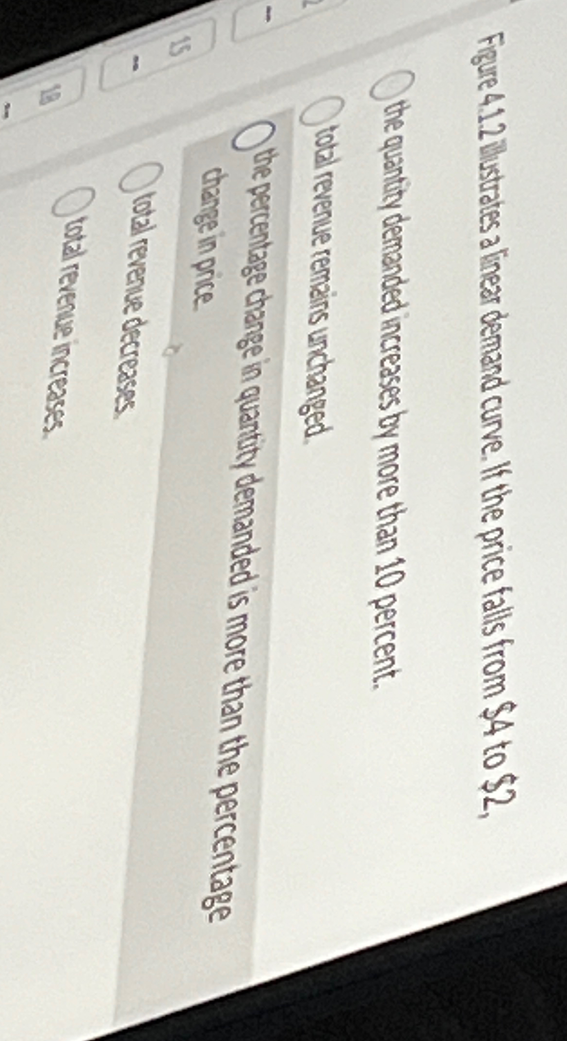 Solved Figure 4.12 ﻿ilustrates a linear demand curve. It the | Chegg.com