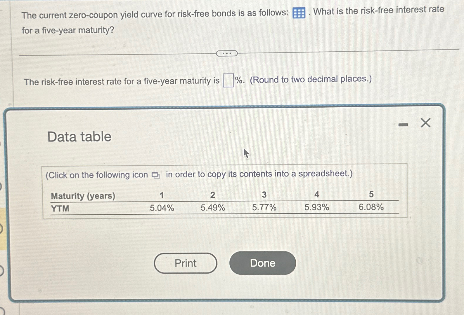 Solved The current zero-coupon yield curve for risk-free | Chegg.com