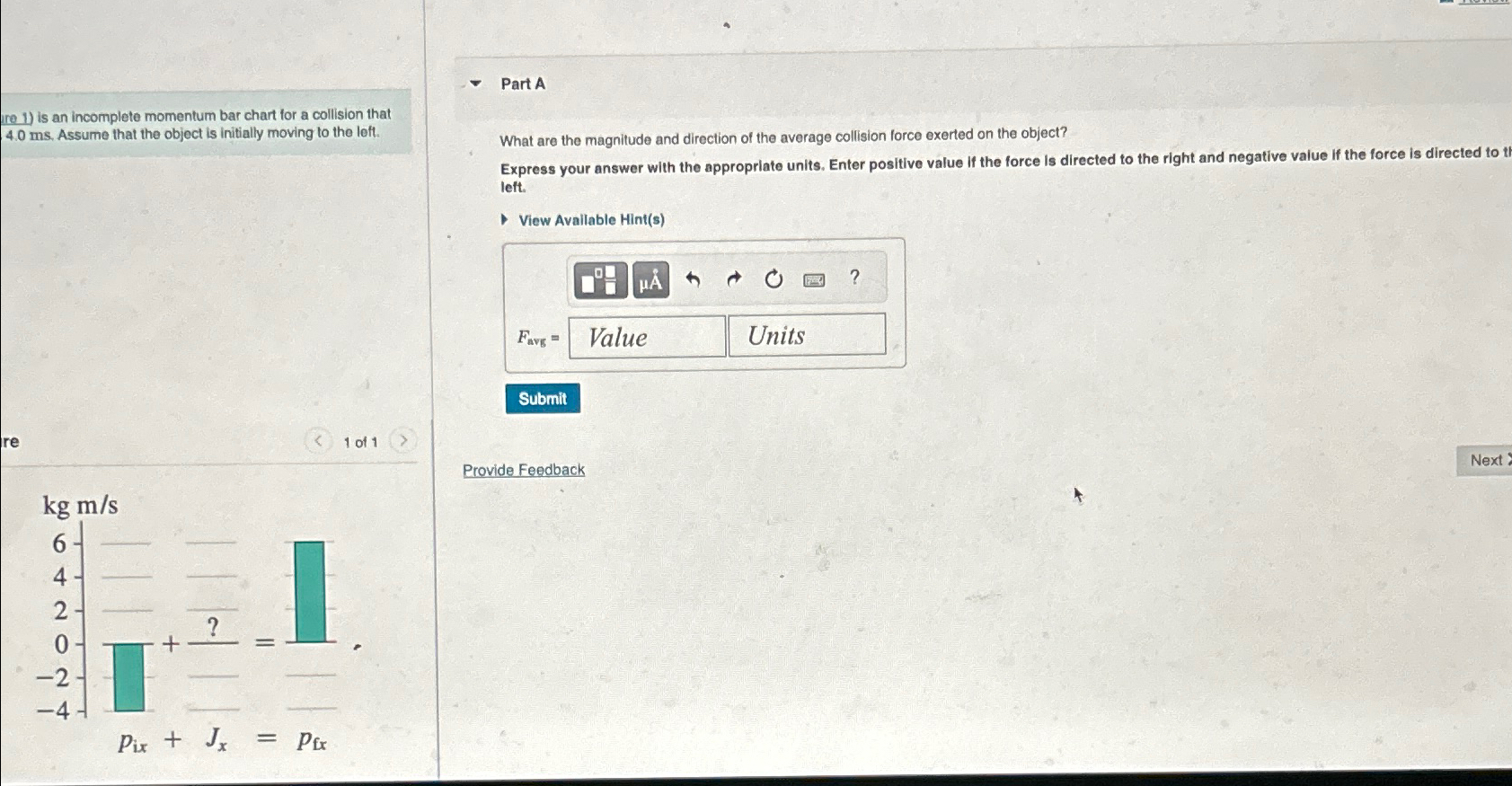 Solved re 1) ﻿is an incomplete momentum bar chart for a | Chegg.com
