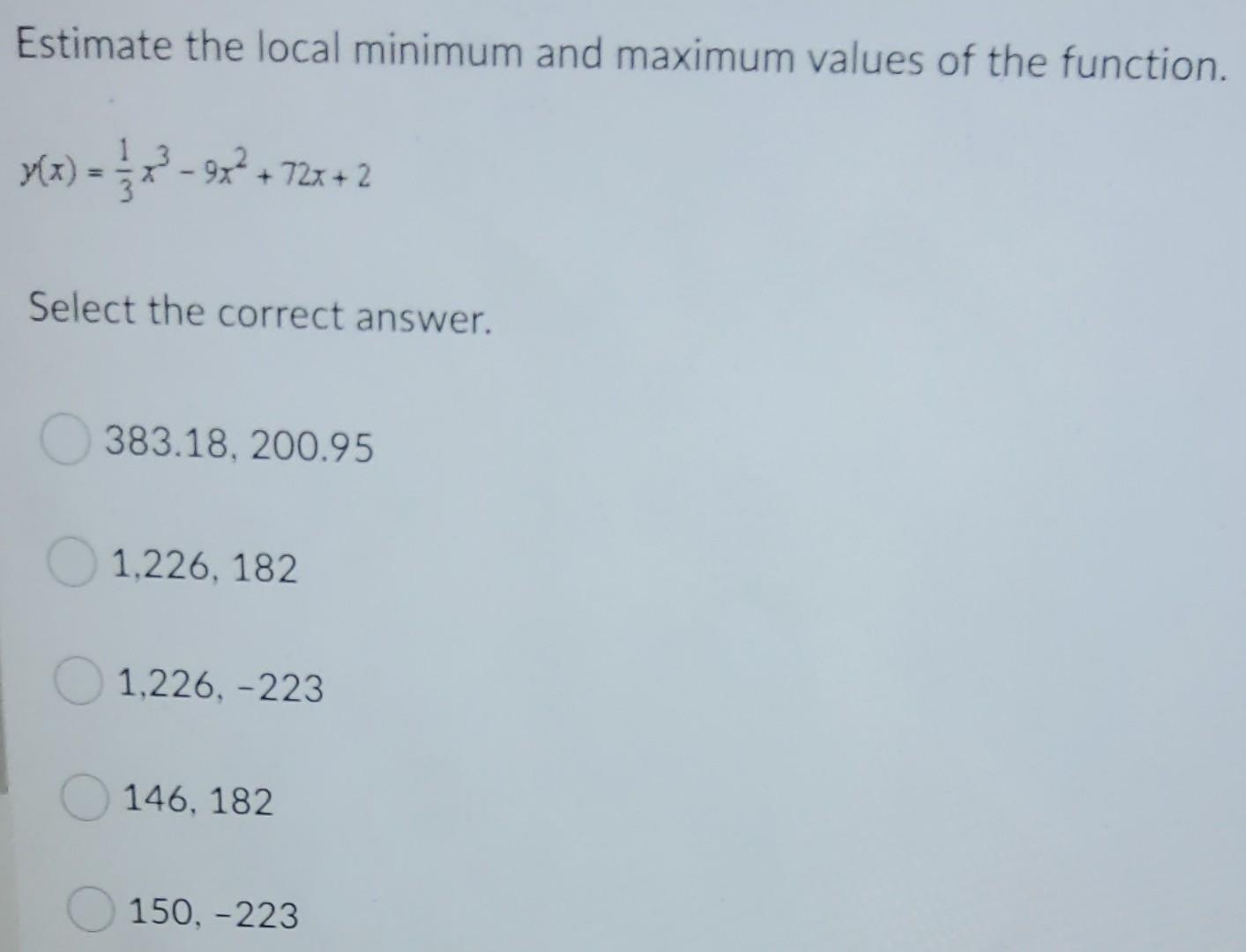 Solved Estimate the local minimum and maximum values of the | Chegg.com