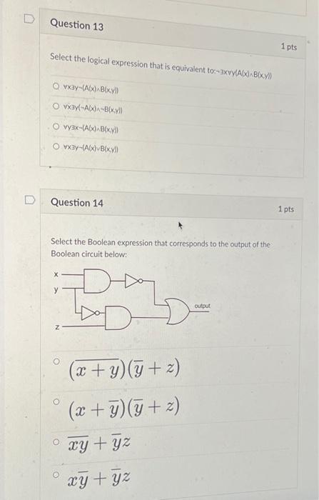 Solved Select the logical expression that is equivalent | Chegg.com