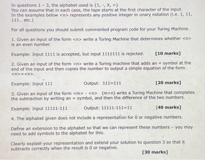 Solved In questions 1−3, the alphabet used is {1,−,x,=} You | Chegg.com