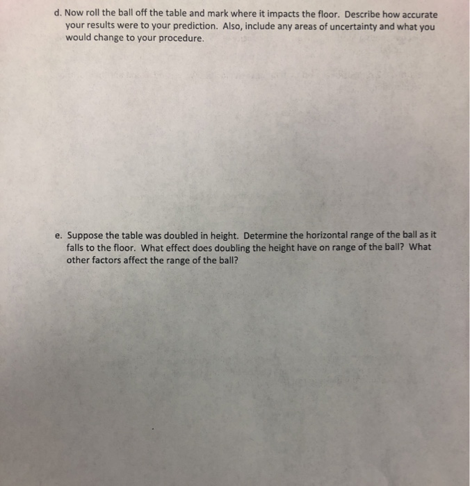 Solved Part 2: Horizontally Launched Projectiles 1. Given | Chegg.com