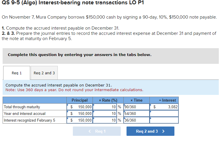 Solved QS 9-5 (Algo) ﻿Interest-bearing note transactions LO | Chegg.com