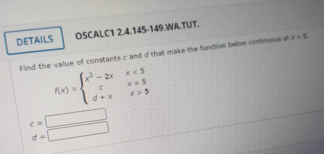 Solved OSCALC1 2.4.145-149.WA.TUT. DETAILS Find the value of | Chegg.com