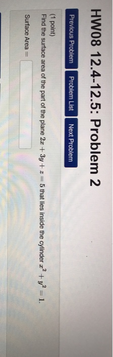 Solved HW08 12.4-12.5: Problem 2 Previous Problem Problem | Chegg.com