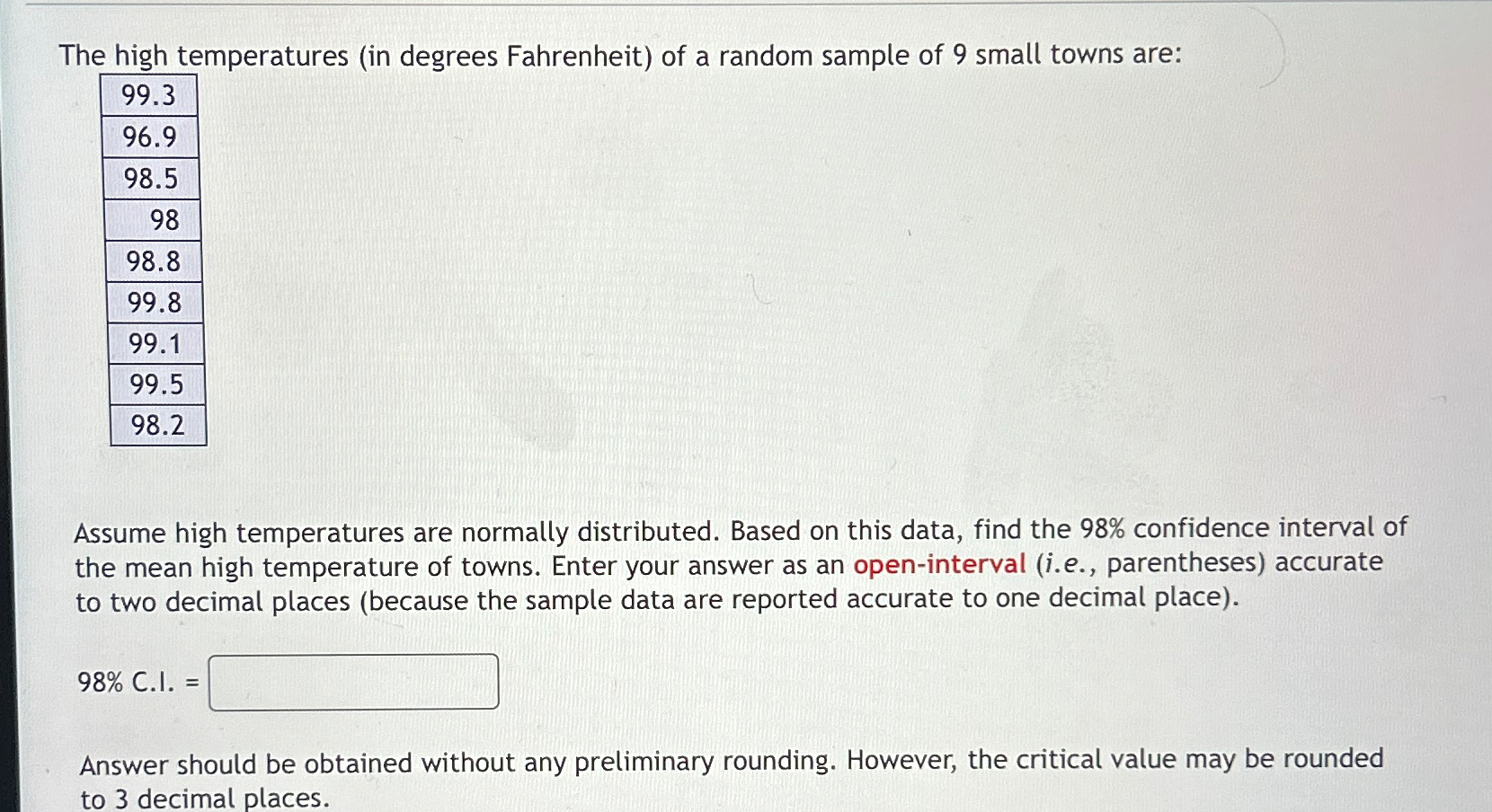 Solved The high temperatures (in degrees Fahrenheit) ﻿of a | Chegg.com