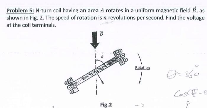 Solved Problem 5: N-turn coil having an area A rotates in a | Chegg.com