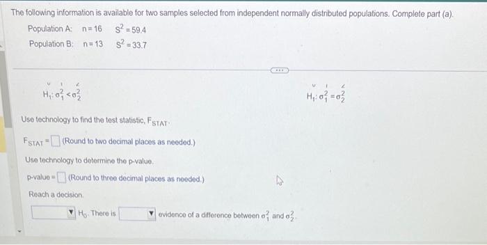 The following information is available for two | Chegg.com