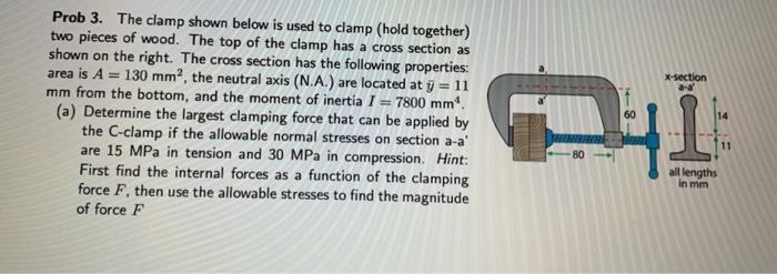 Solved Prob 3. The clamp shown below is used to clamp (hold | Chegg.com