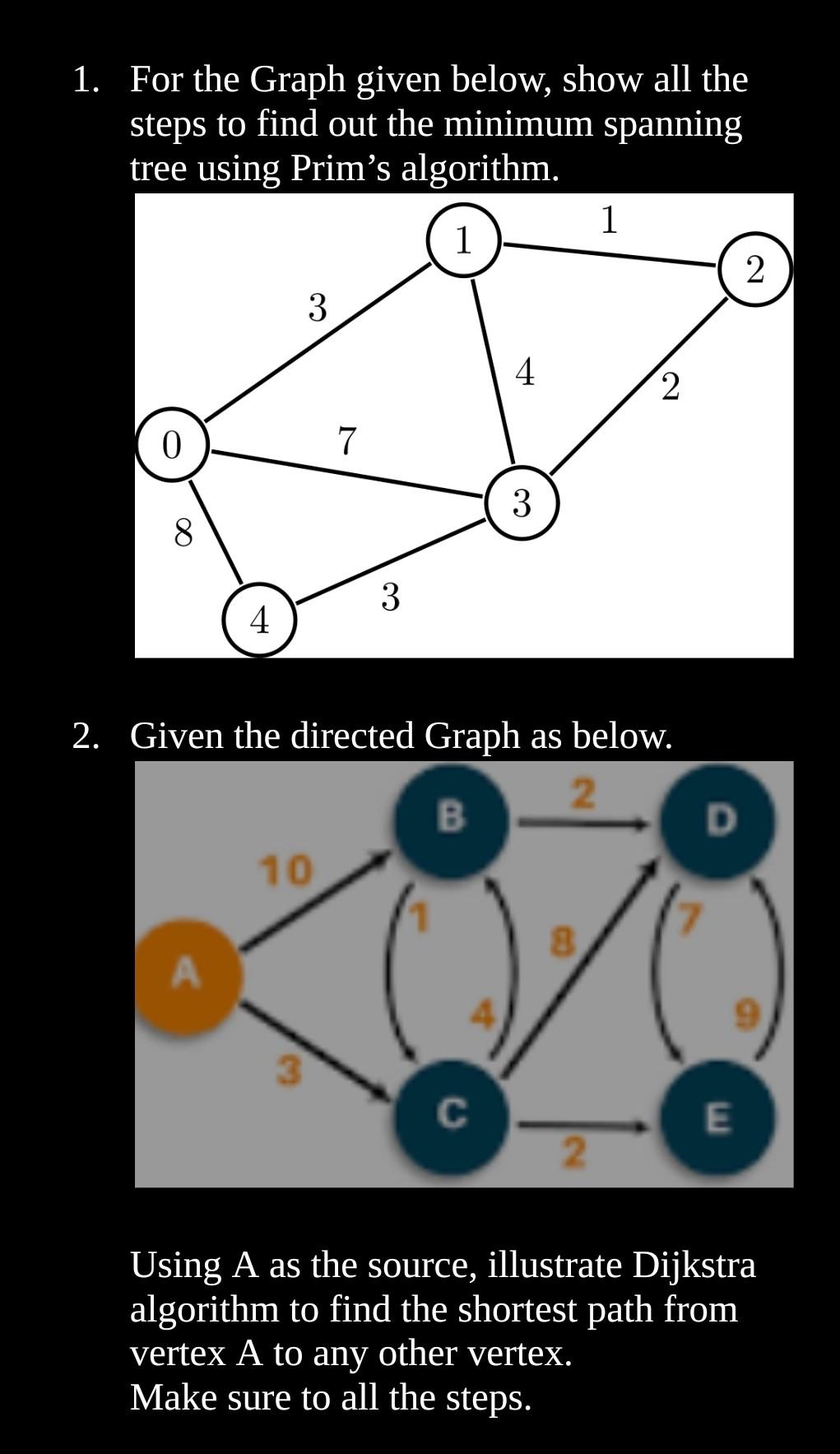 HOMEWORK 3 CS 525 (Theory of Algorithms) GRAPH THEORY | Chegg.com