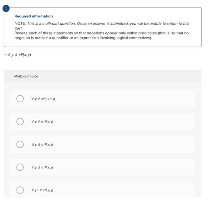 Solved ! Required information NOTE: This is a multi-part | Chegg.com