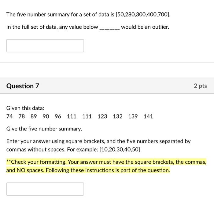 Solved The five number summary for a set of data is | Chegg.com
