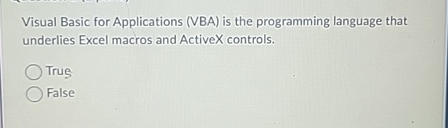 Solved Visual Basic for Applications (VBA) ﻿is the | Chegg.com