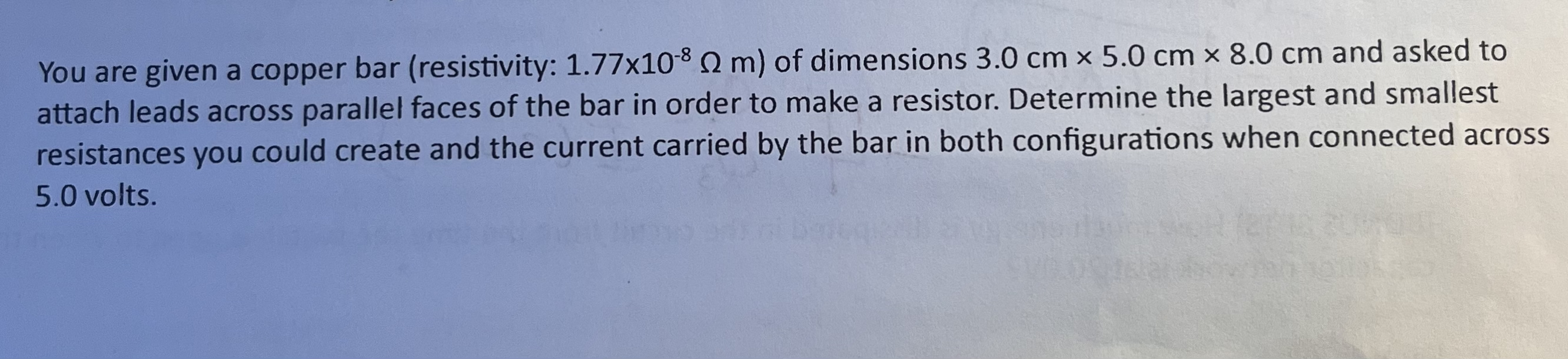 Solved You are given a copper bar (resistivity: | Chegg.com
