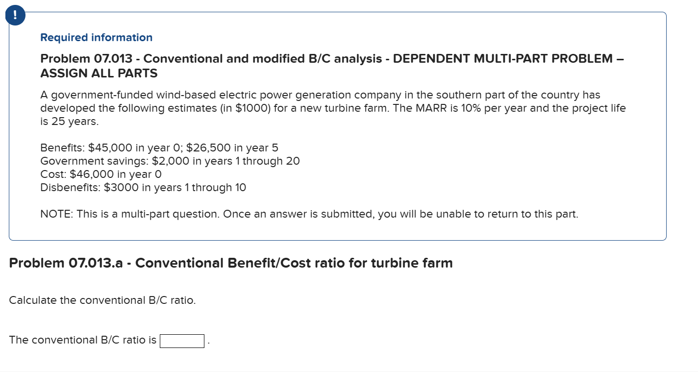 Required informationProblem 07.013 - ﻿Conventional | Chegg.com