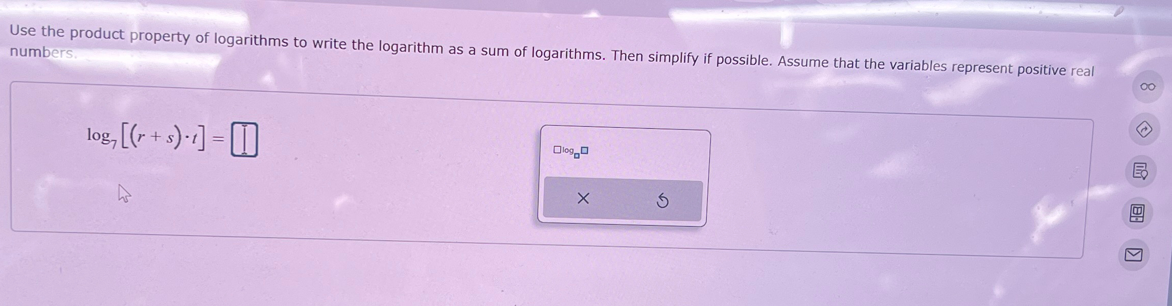Solved Use the product property of logarithms to write the | Chegg.com